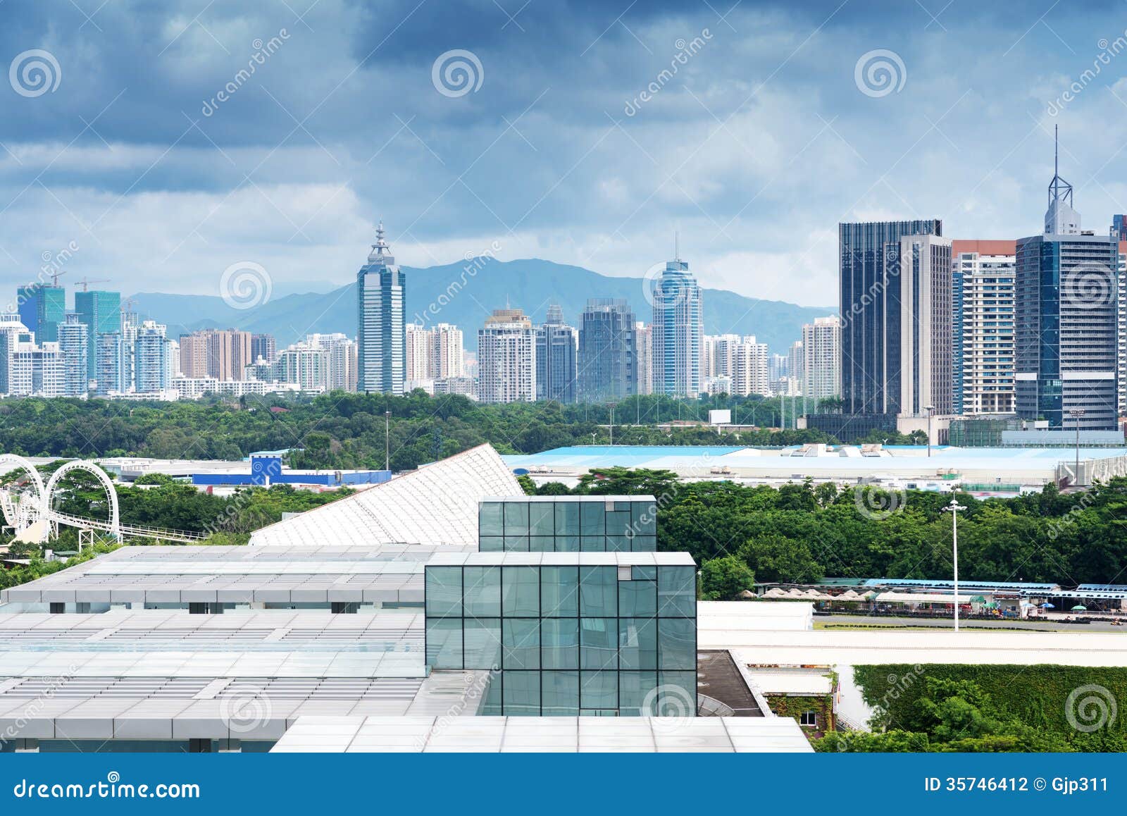 Aerial View of Chinese City Stock Photo - Image of huangpu, city: 35746412