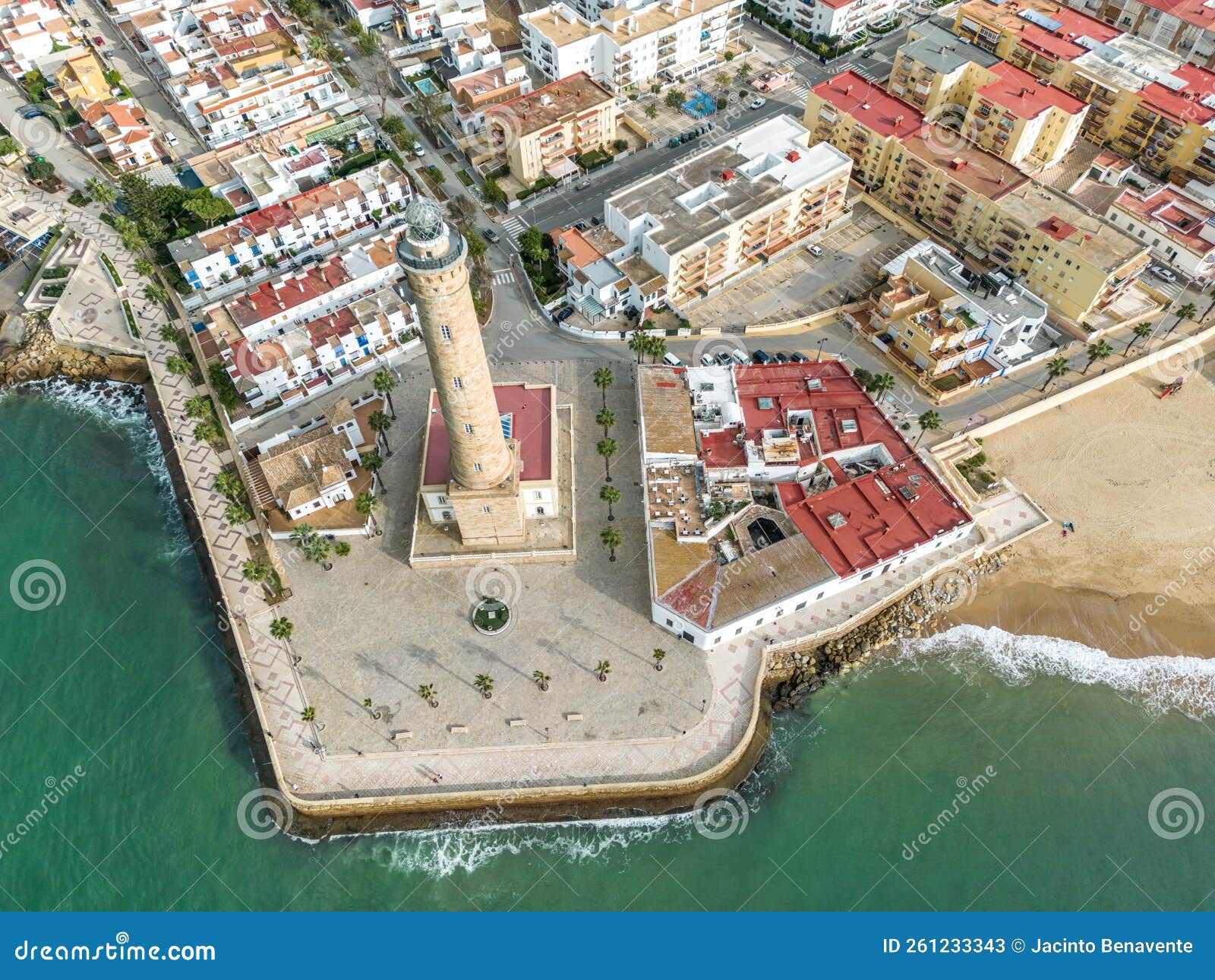 Aerial View of Chipiona Lighthouse Stock Image - Image of ocean ...