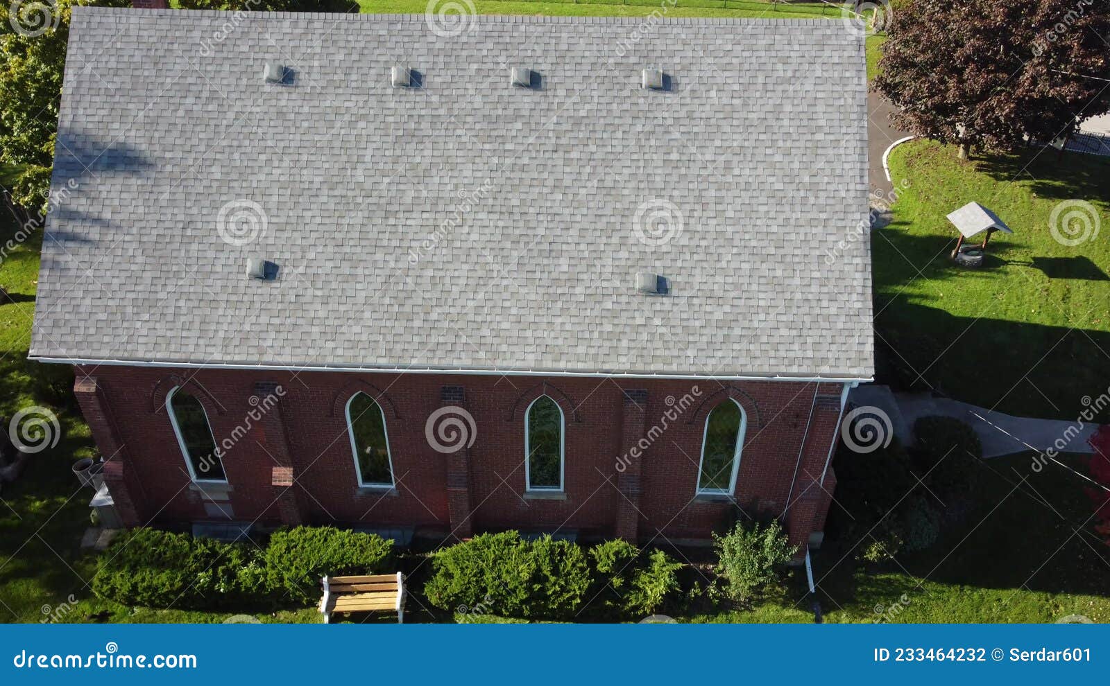 Aerial view of church stock footage. Video of stone - 233464232