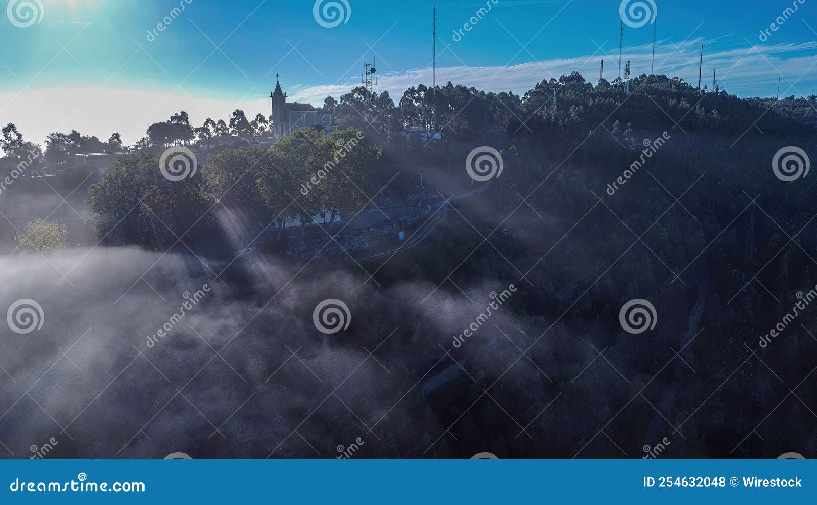 Aerial View of Church on Top of the Mountain Stock Photo - Image of ...
