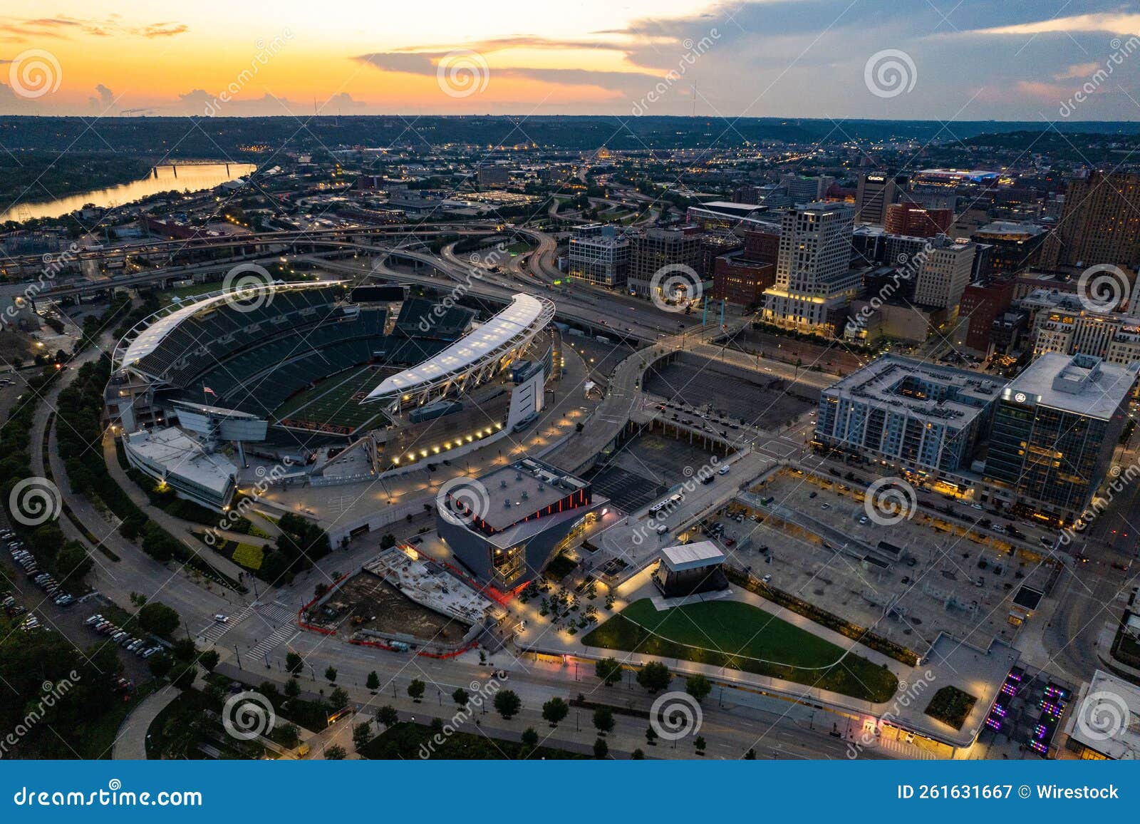 Aerial View of Cincinnati Ohio during Sunset. USA Editorial Photography ...