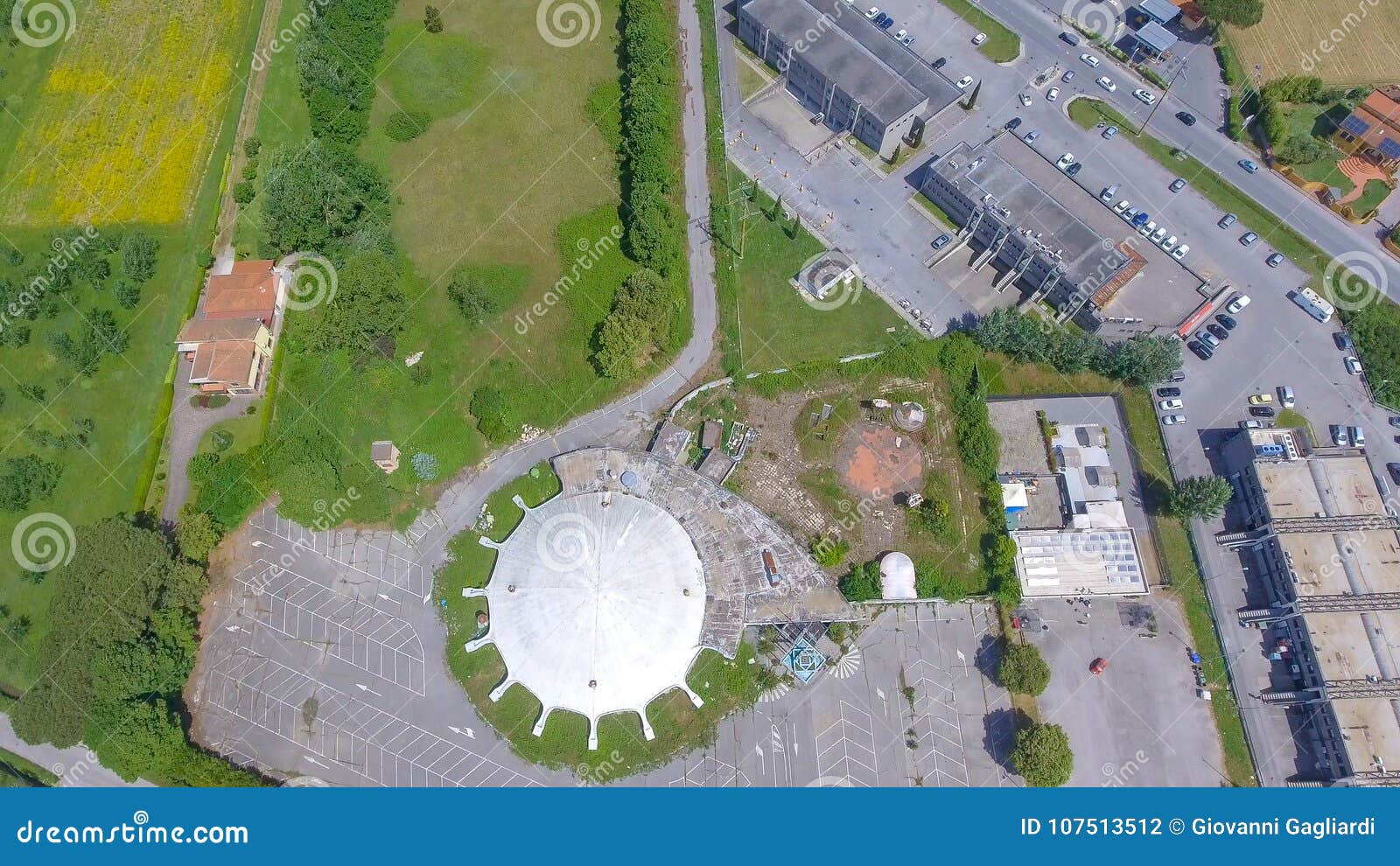 Aerial View of Circular Sport Game Stadium Stock Photo - Image of green ...