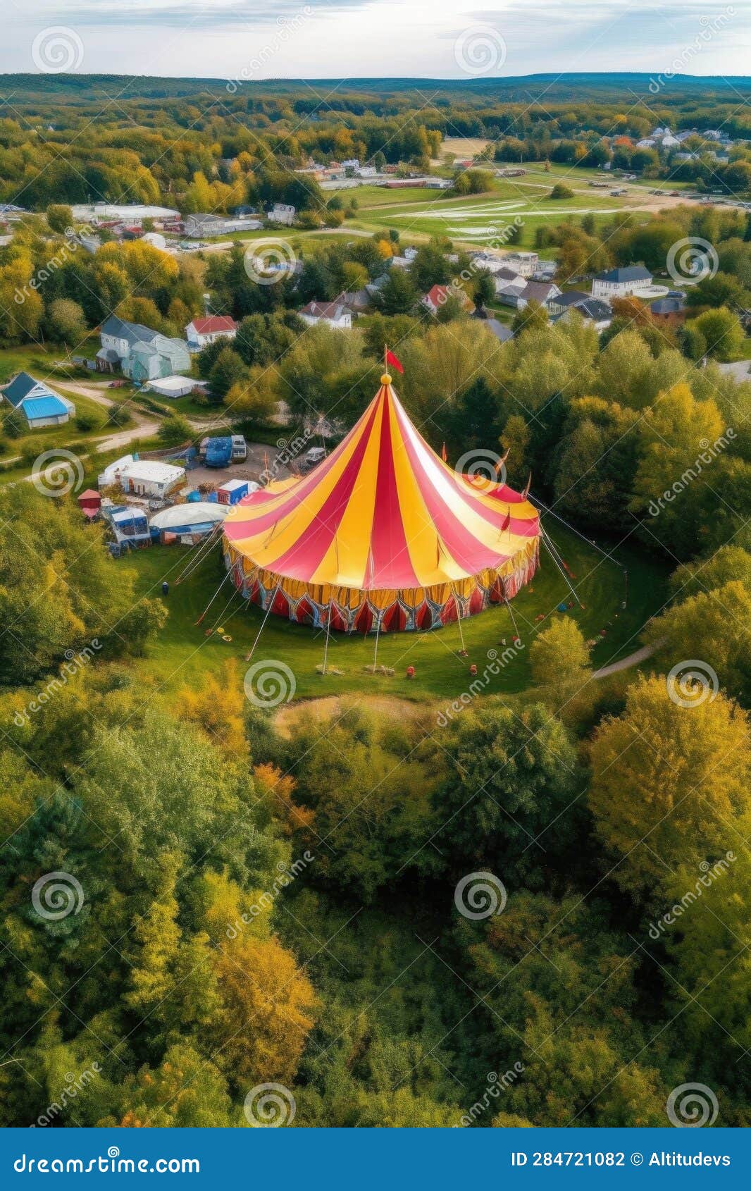 Aerial View of Circus Tent Surrounded by Nature Stock Photo - Image of ...