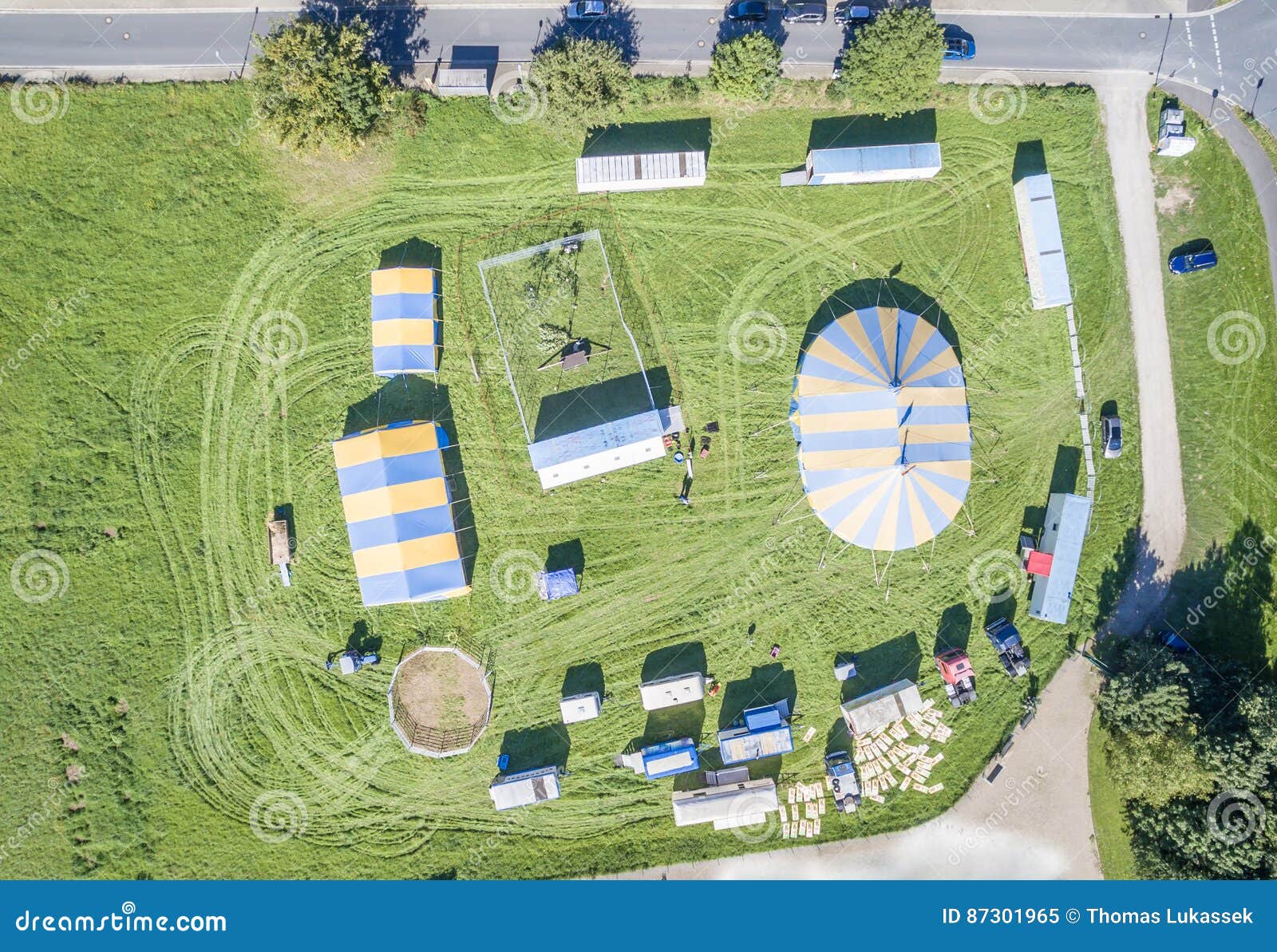 Aerial View of a Circus Tent and White Tigers Stock Image - Image of ...