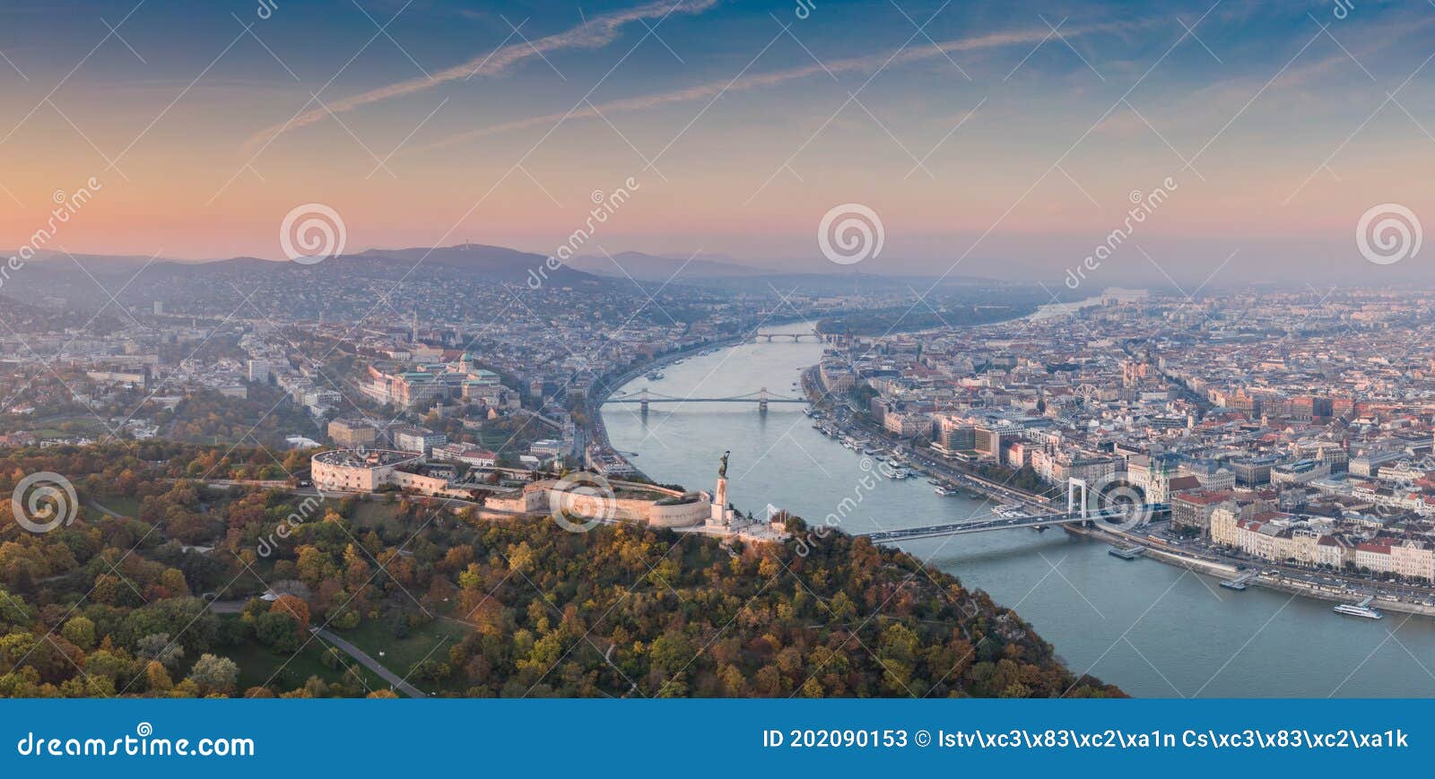 Aerial View of Citadella Budapest Stock Image - Image of european ...