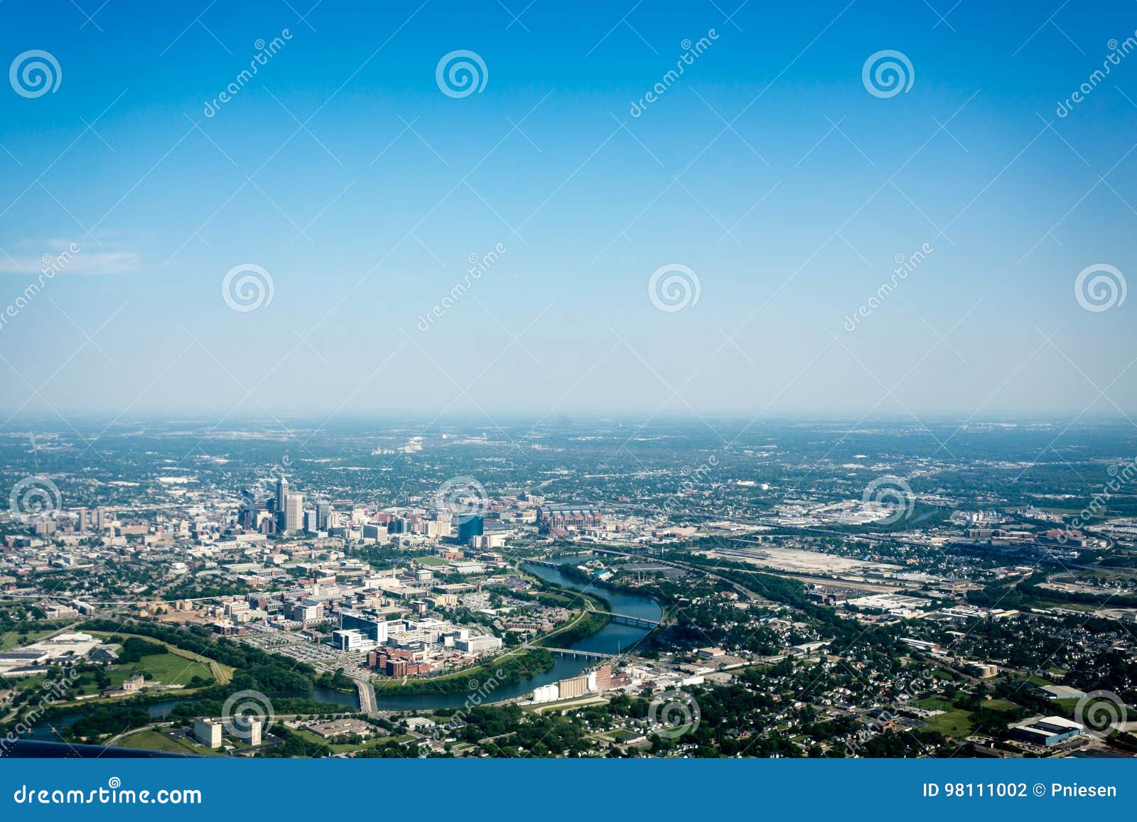 Aerial View of the City of Indianapolis, in River and Skyline Stock ...
