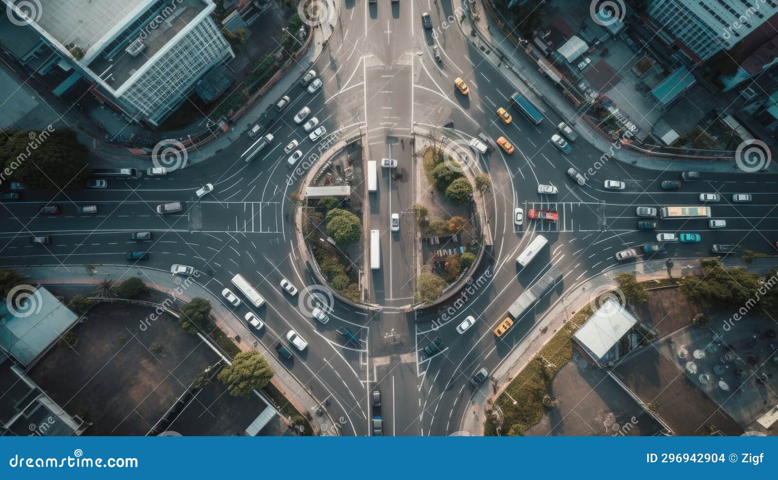 Aerial View of a City Intersection Stock Illustration - Illustration of ...