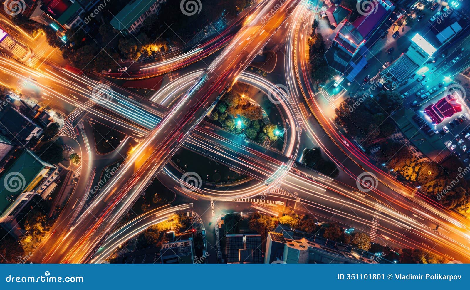 Aerial View of a City Intersection at Night. Perfect for Urban Design ...
