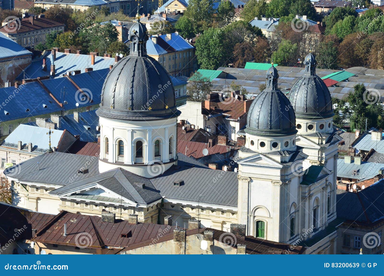 Aerial View, City Lviv, Ukraine Stock Image - Image of center ...