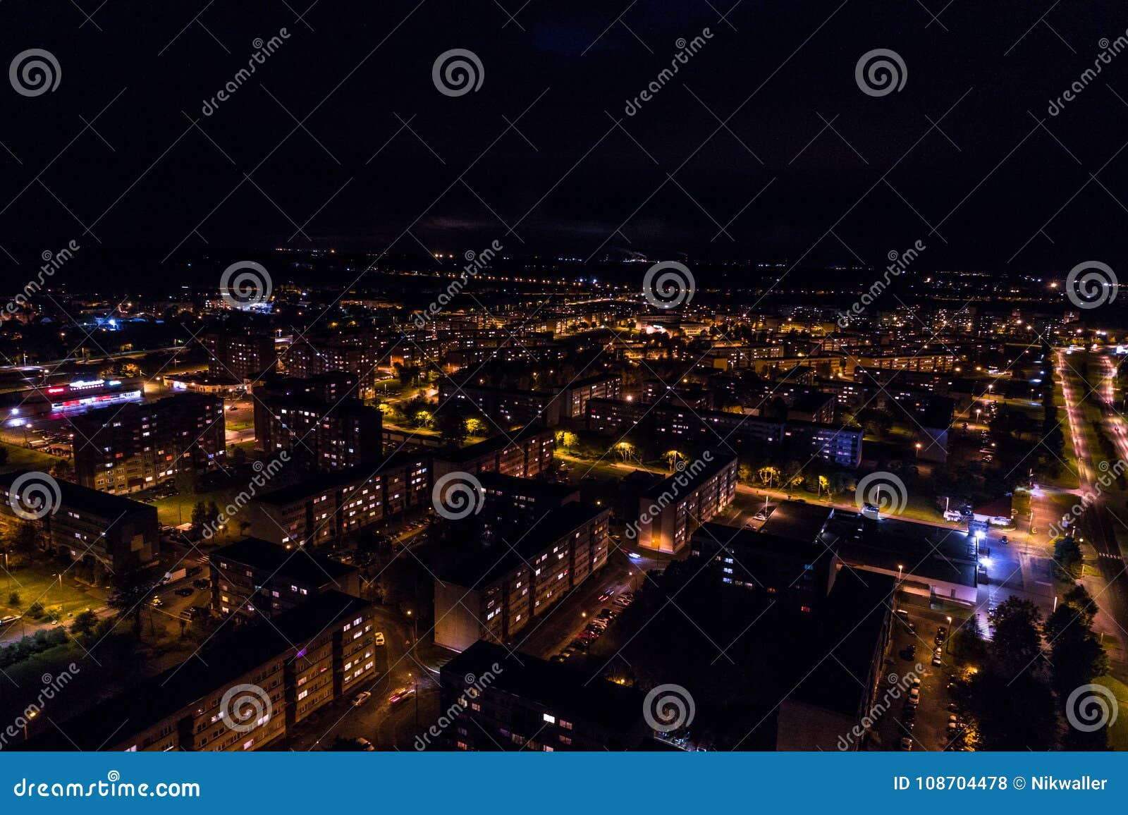 Aerial View of the City at Night. Stock Photo - Image of building, city ...