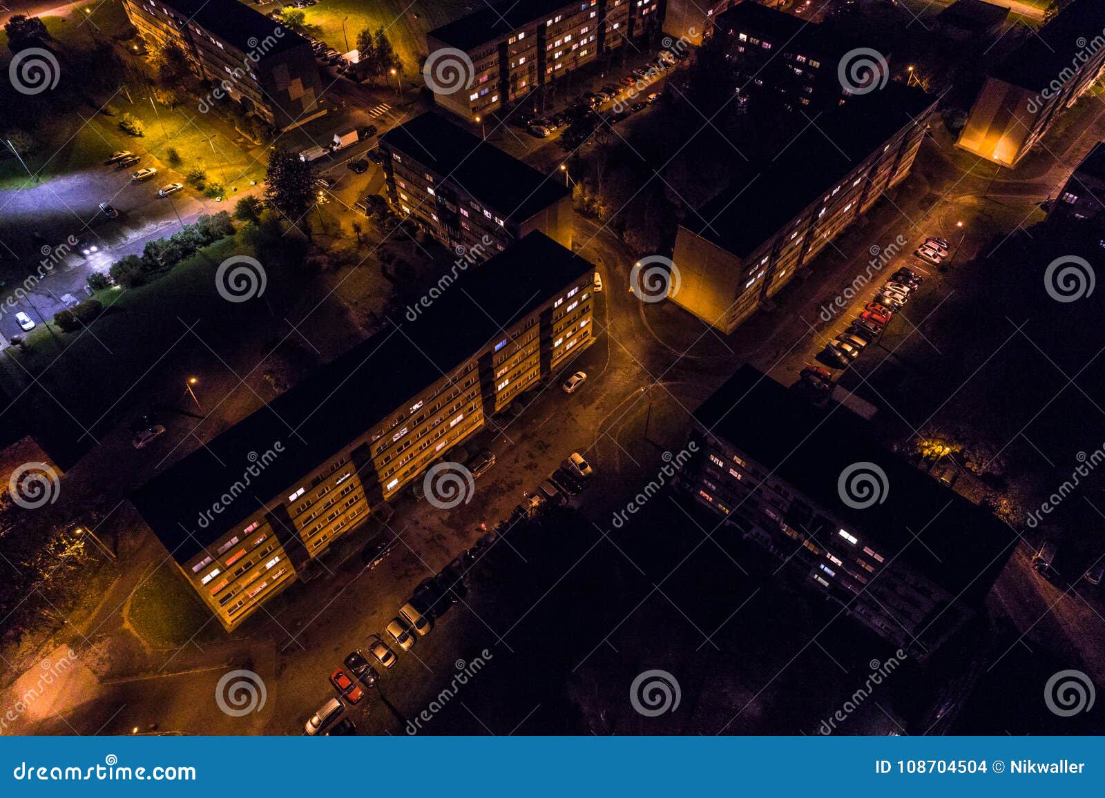 Aerial View of the City at Night. Stock Photo - Image of clouds, blue ...