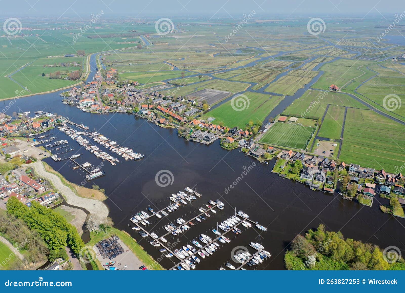 Aerial View of a City with a Port at the Shore Stock Image - Image of ...