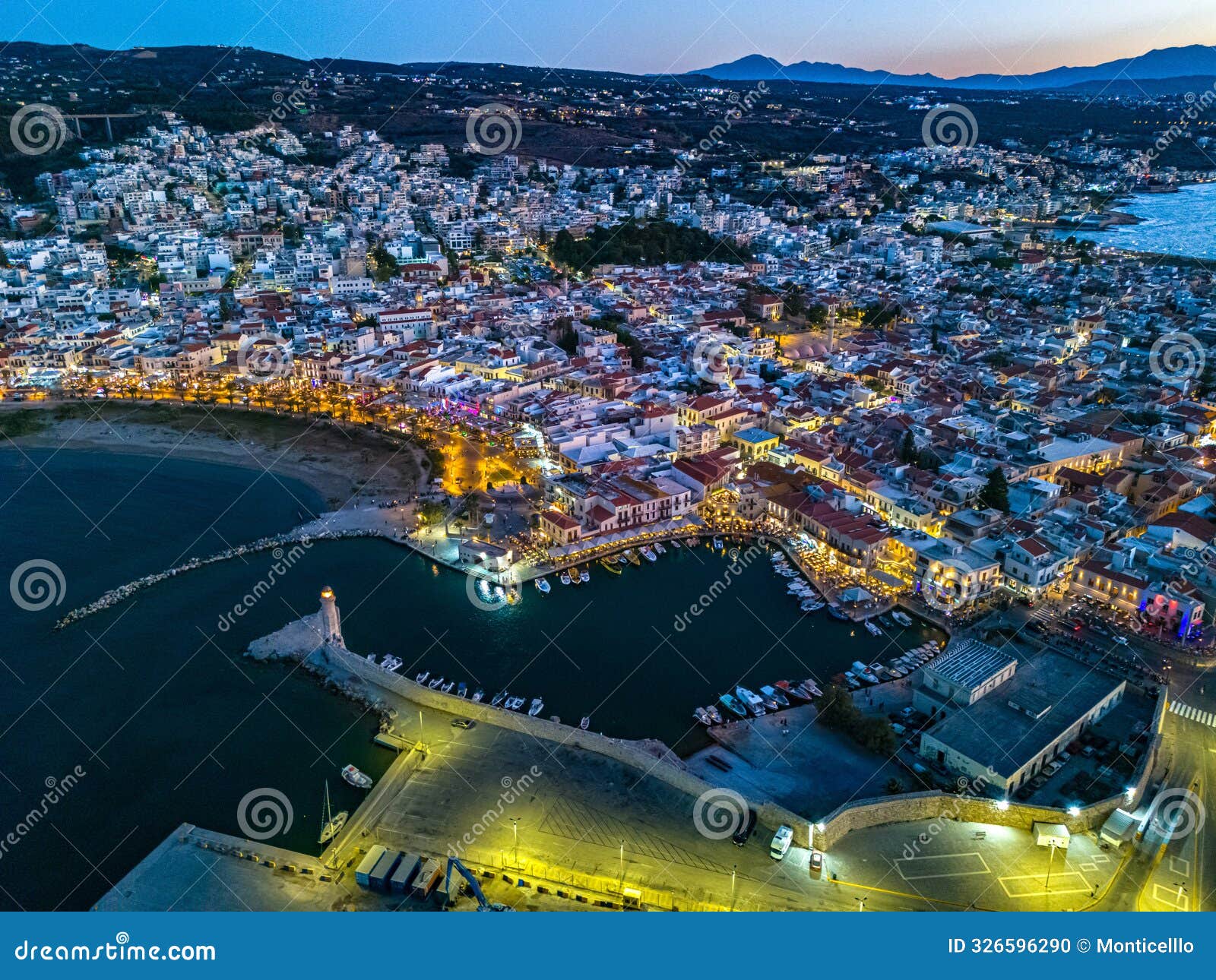 Aerial View of the City of Rethymno, Crete, Greece Stock Photo - Image ...