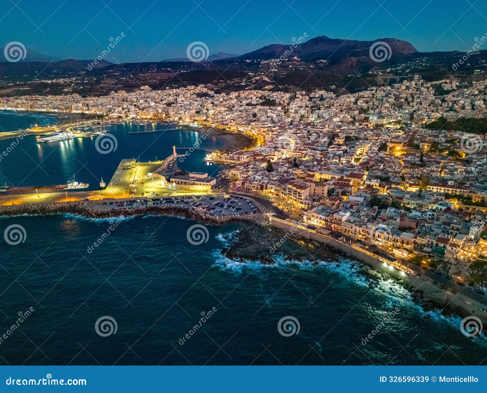 Aerial View of the City of Rethymno, Crete, Greece Stock Image - Image ...
