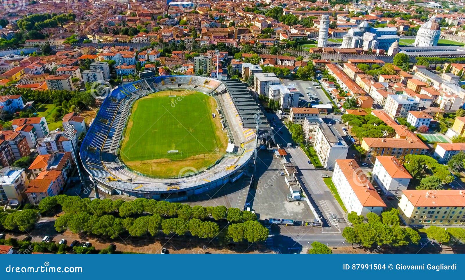 Aerial View of City Stadium in Pisa with Square of Miracles Stock Photo ...