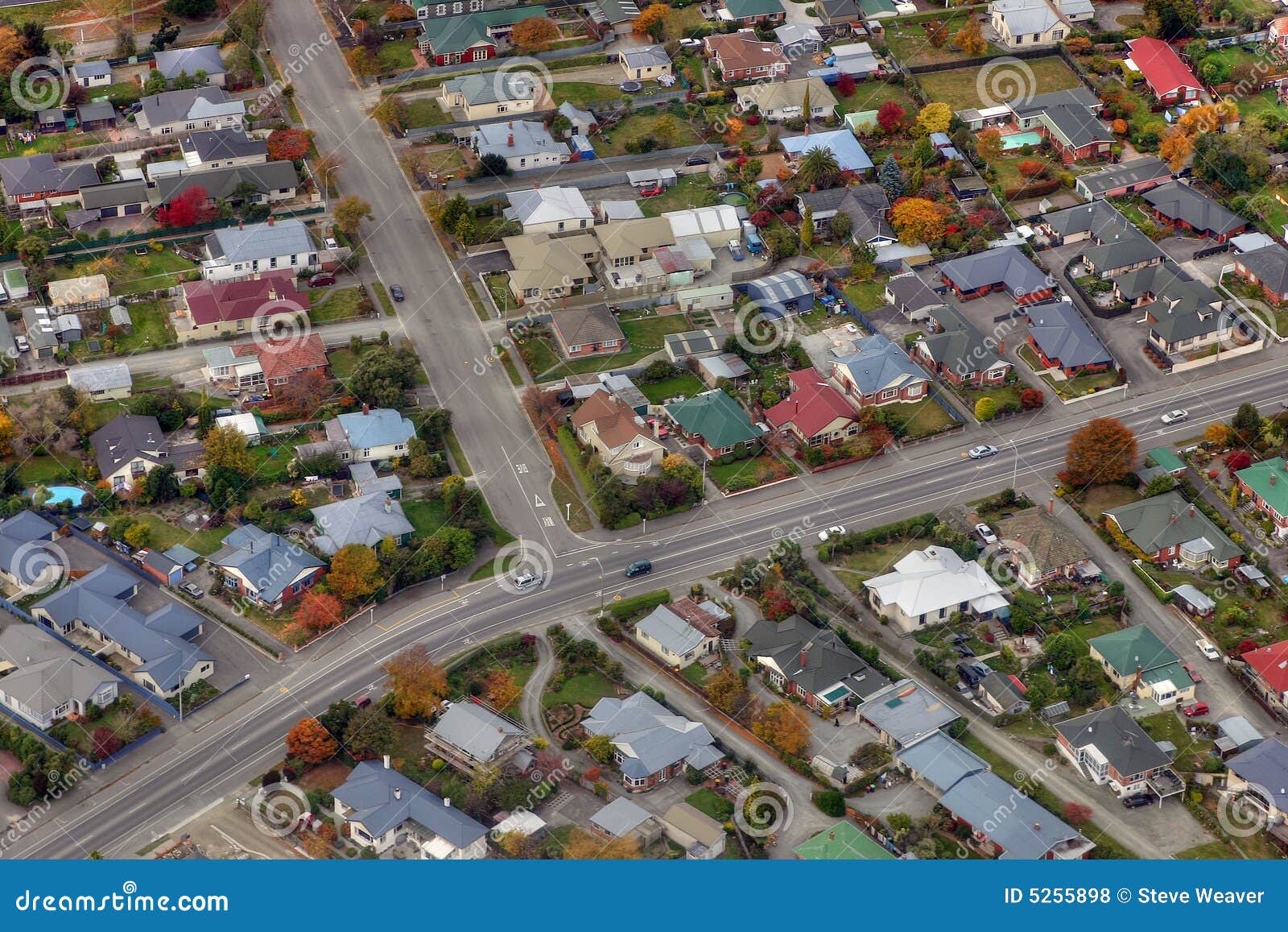 Aerial View of City Suburbs Stock Photo - Image of dwellings, streets ...