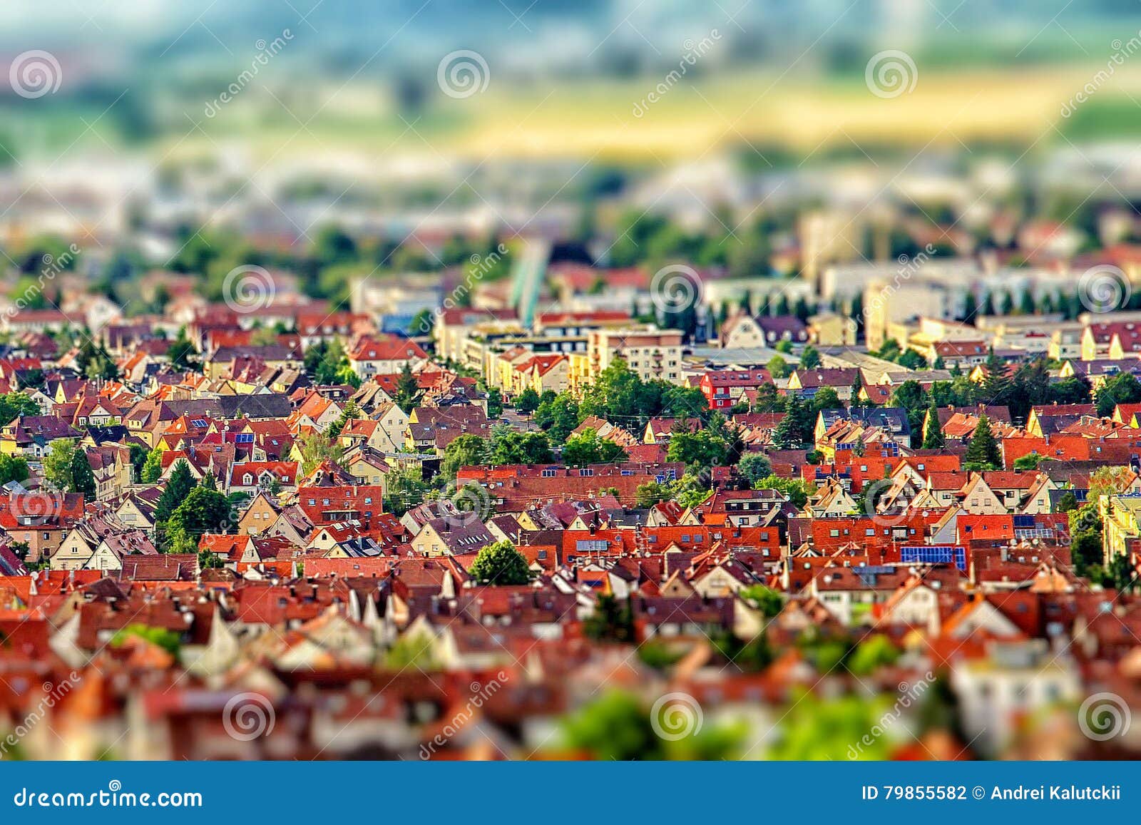 Aerial View of City with Tilt-shift Effect. Germany Stock Photo - Image ...