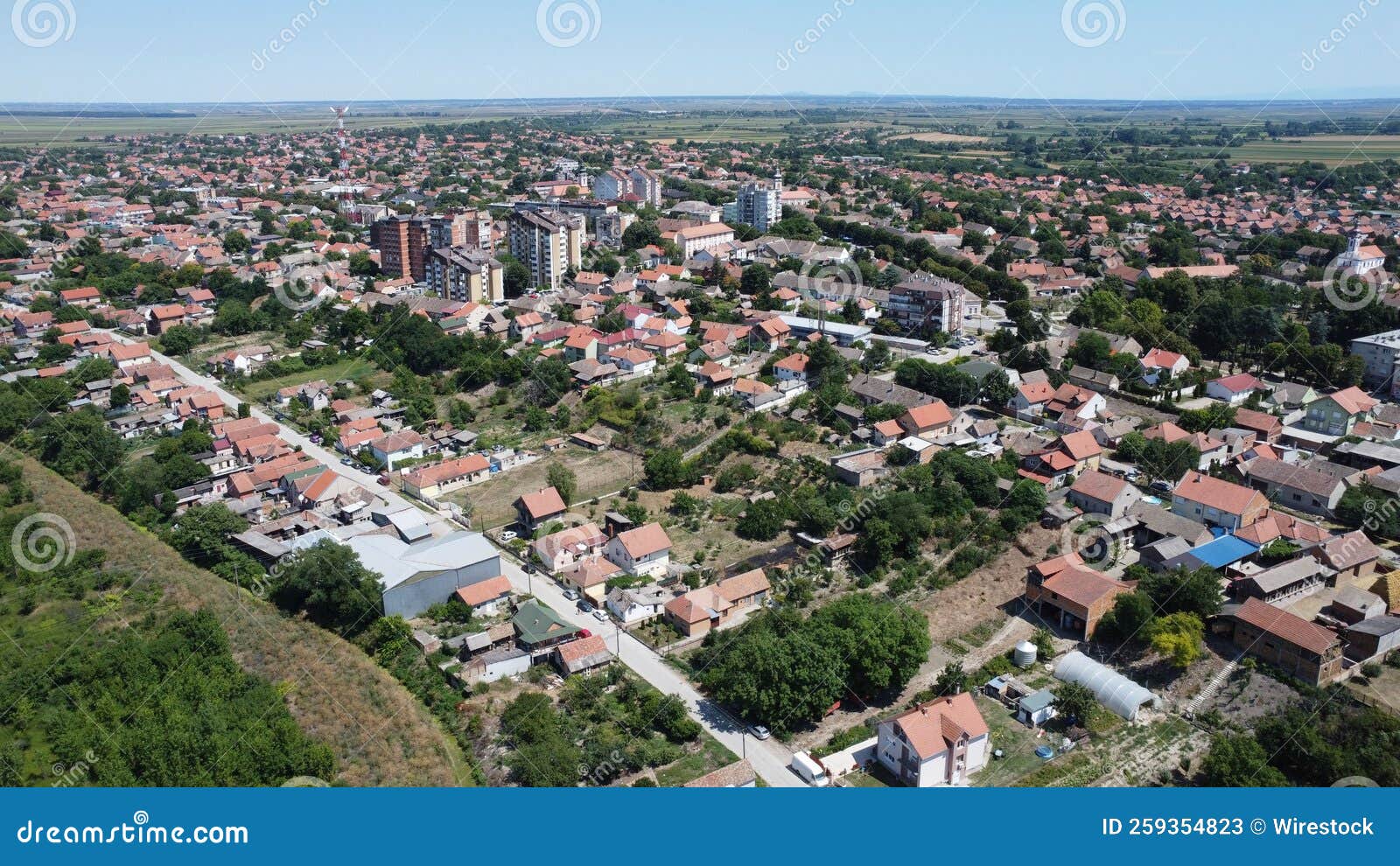 Aerial View of Cityscape Kovin Surrounded by Buildings Stock Image ...