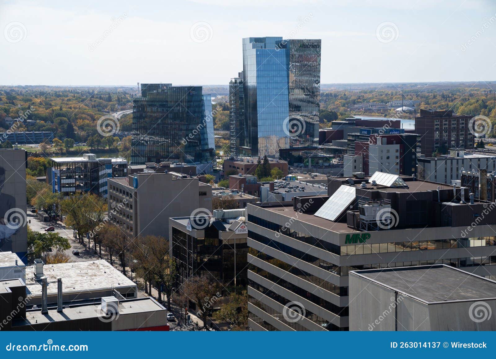 Aerial View of the Cityscape of Saskatoon, Canada in the Fall Editorial ...