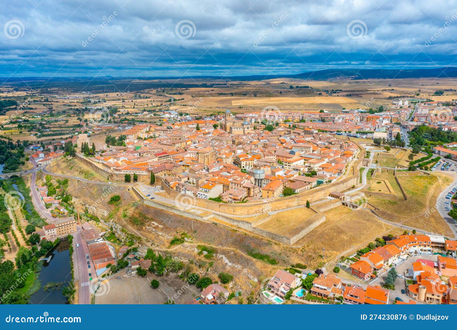 Aerial View of Ciudad Rodrigo in Spain Stock Photo - Image of cloudy ...
