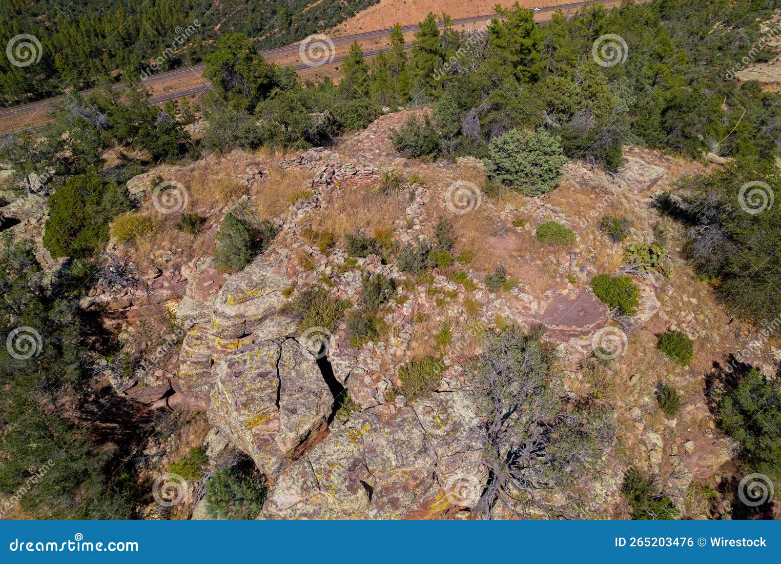 Aerial View of a Cliff Covered with Trees, Apache Sitgreaves National ...
