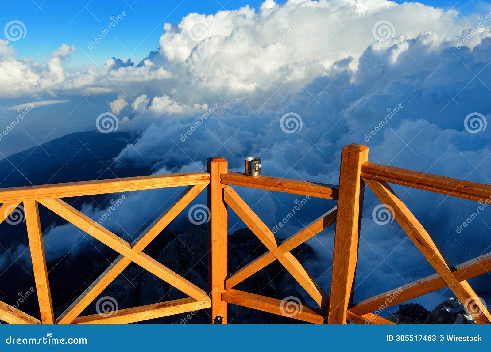 View Over Mountains of Clouds from Top of a Mountain Observation ...