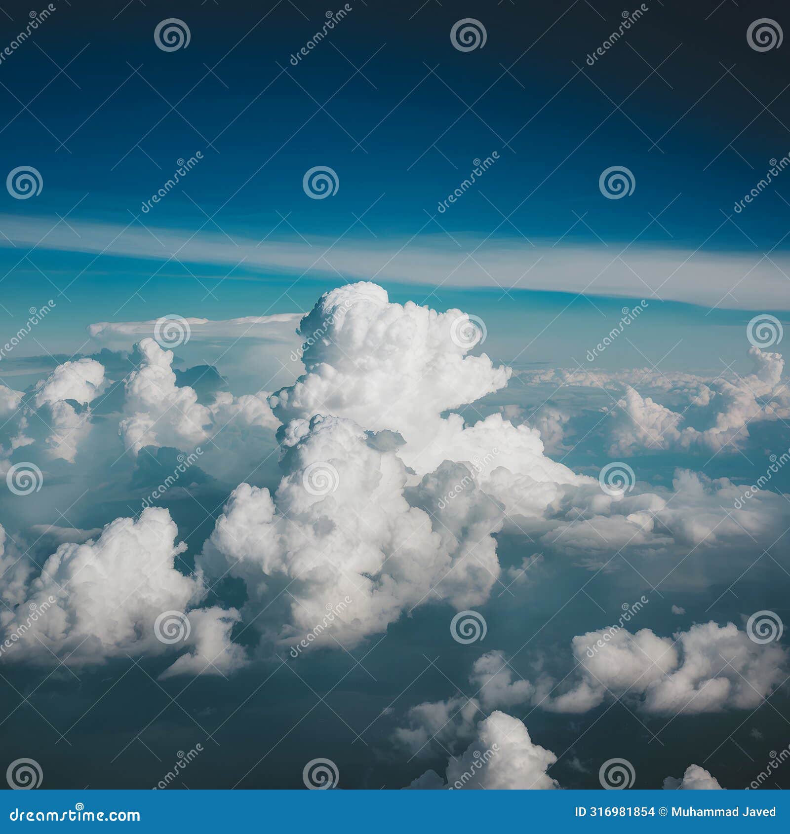 Aerial View Cloudscape Backdrop with Blue Sky and Cumulus Clouds Stock Illustration ...
