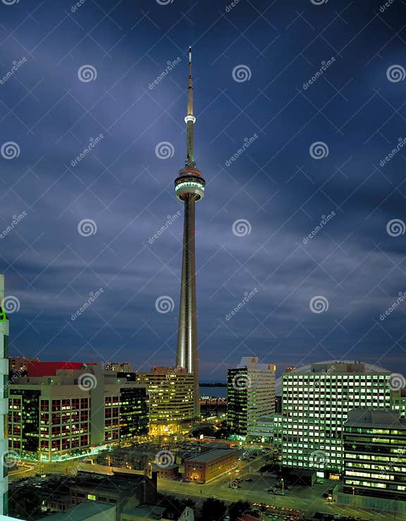 Aerial view of CN Tower editorial stock image. Image of night - 2801109