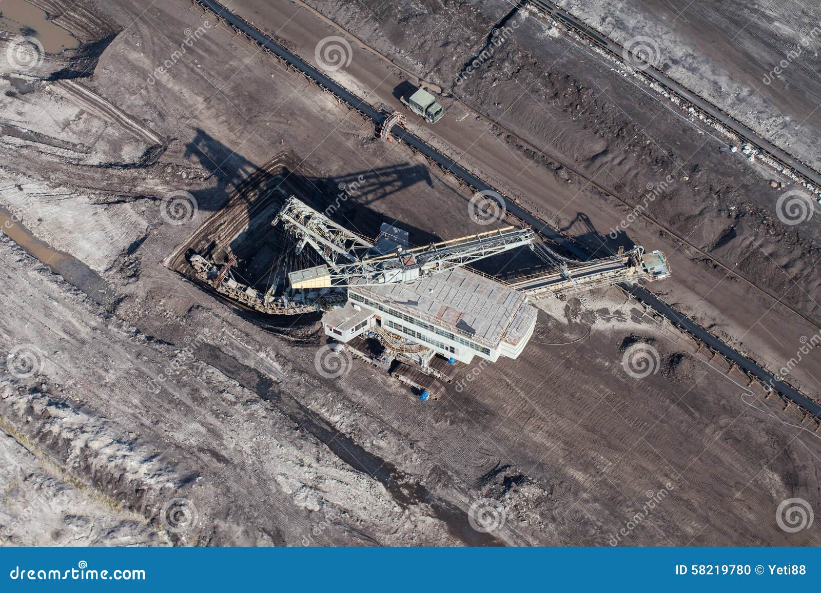 Aerial view of coal mine stock photo. Image of equipment - 58219780