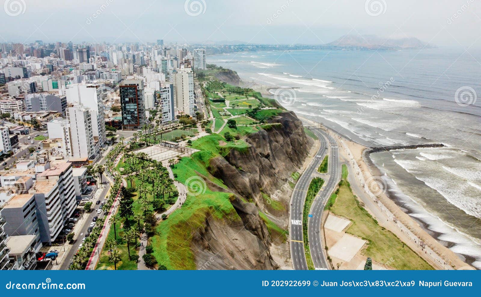 Aerial View of the Coast of Miraflores in Lima - Peru. Stock Image ...