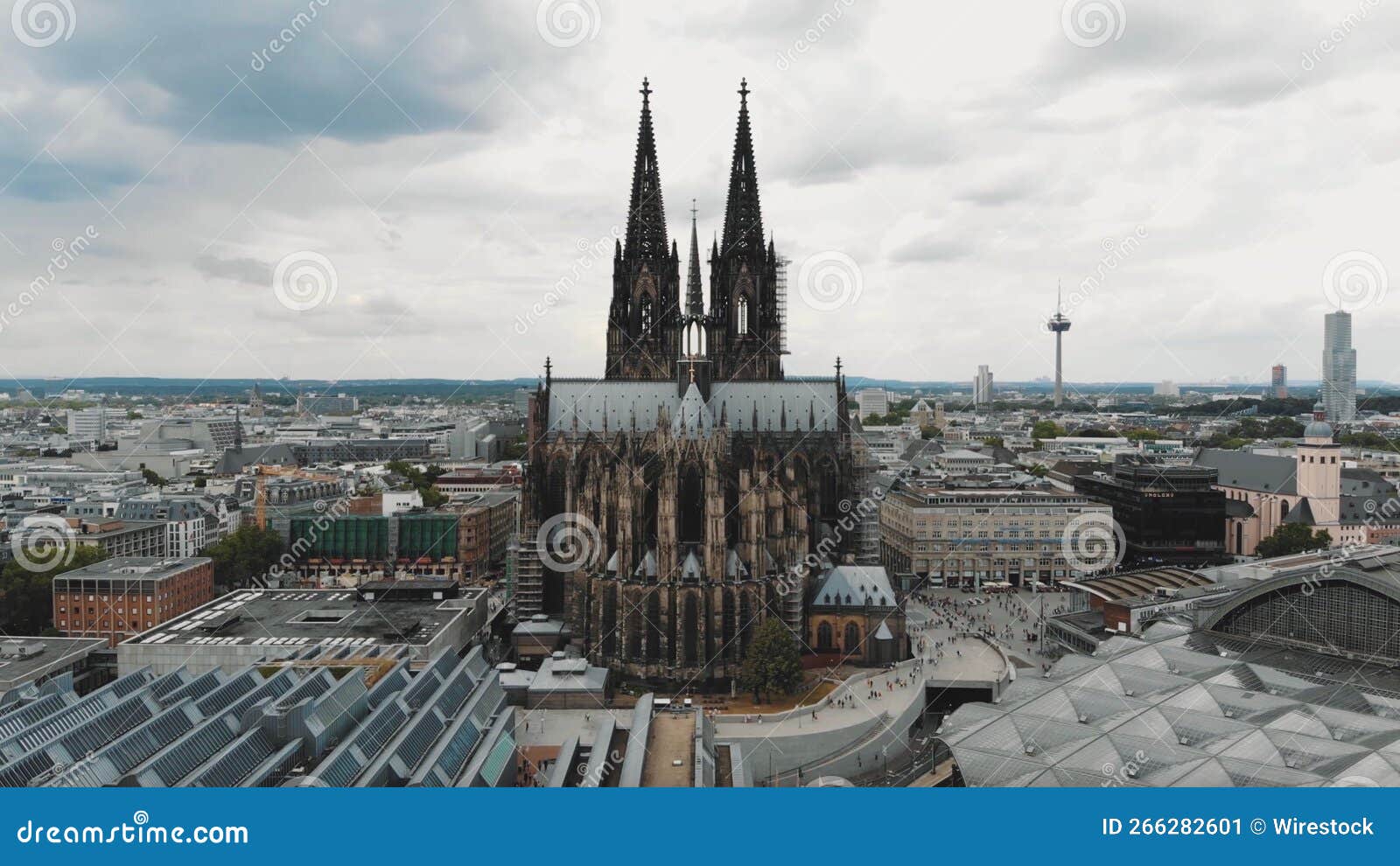 Aerial View of Cologne Cathedral, Cologne, Germany with a Cityscape ...