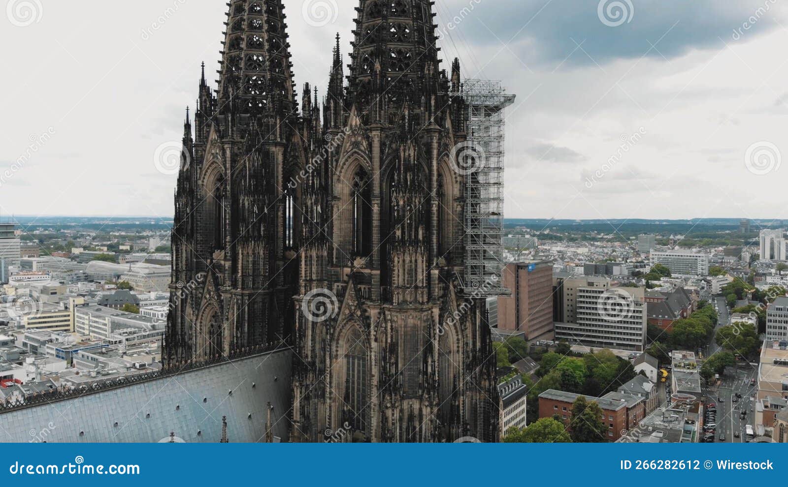 Aerial View of Cologne Cathedral, Cologne, Germany with a Cityscape ...
