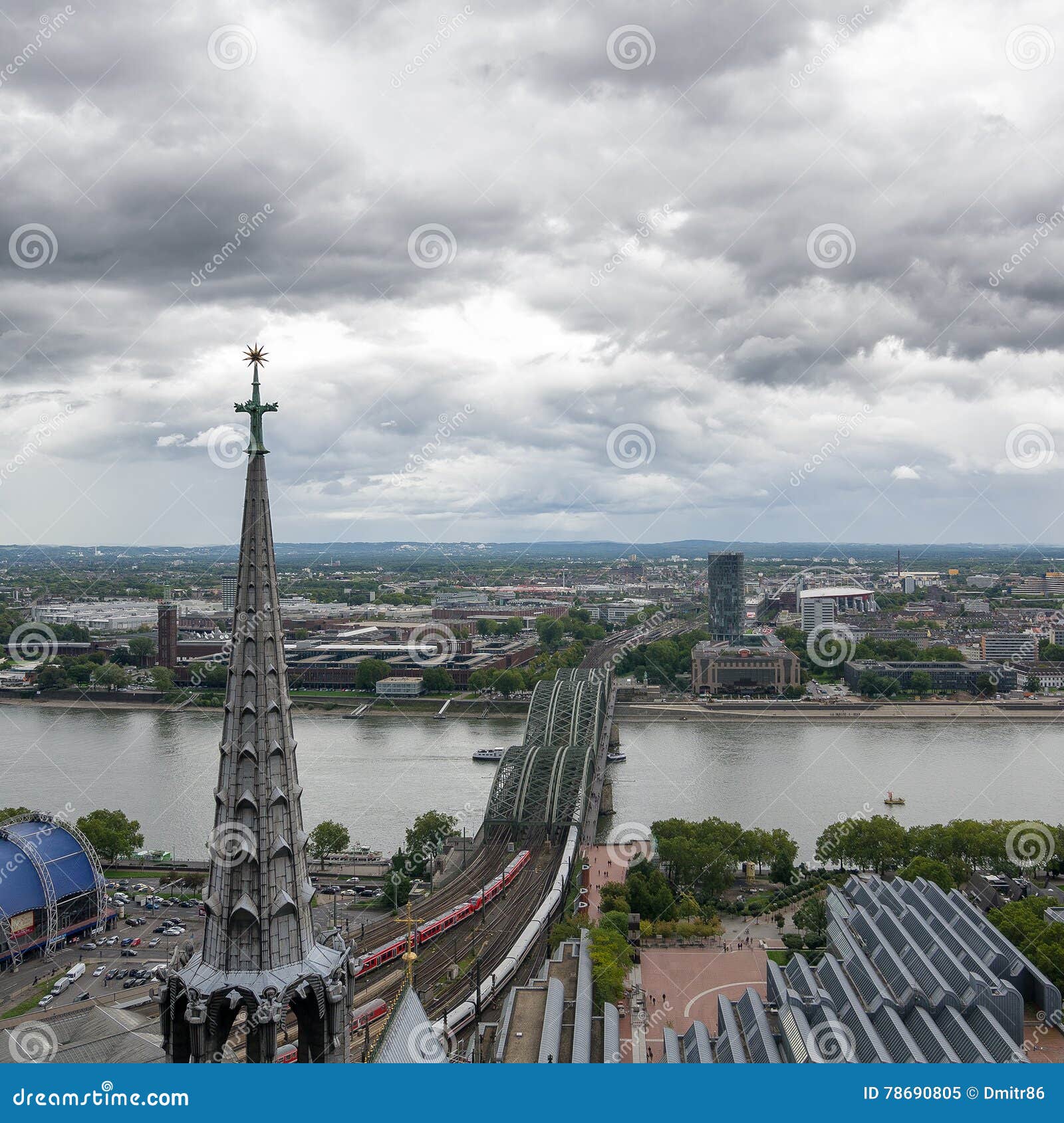 Aerial View of Cologne from the Viewpoint of Cologne Cathedral ...
