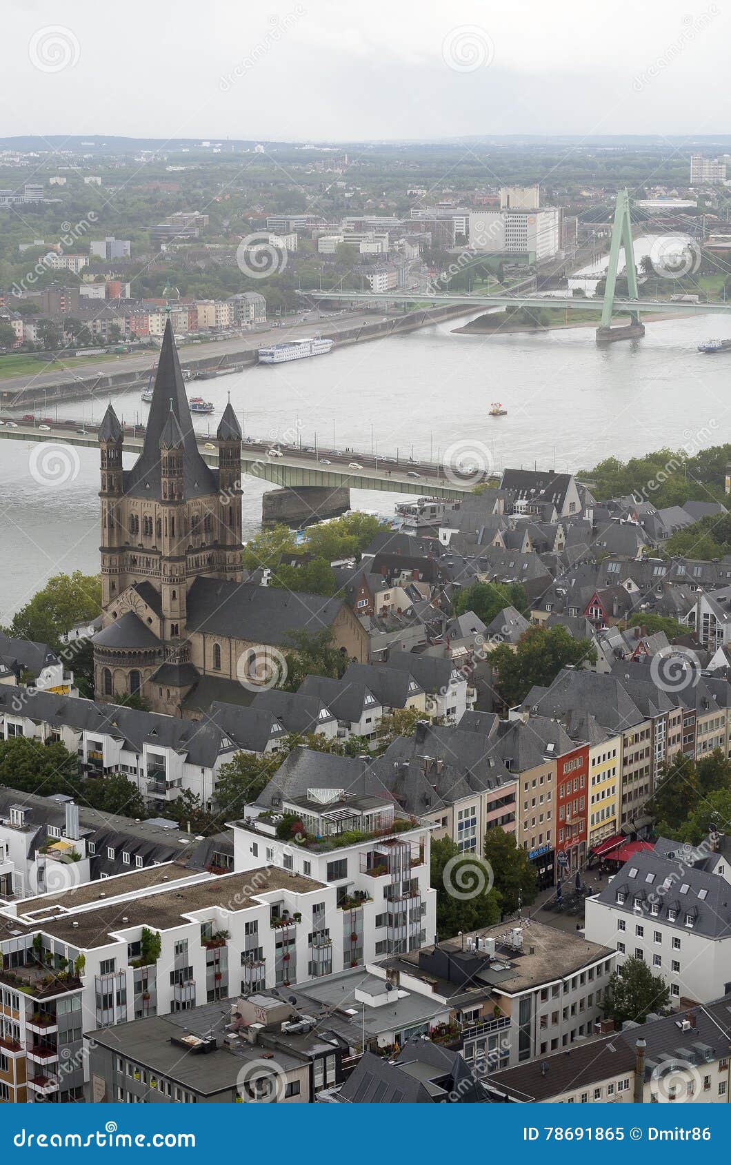 Aerial View of Cologne from the Viewpoint of Cologne Cathedral ...