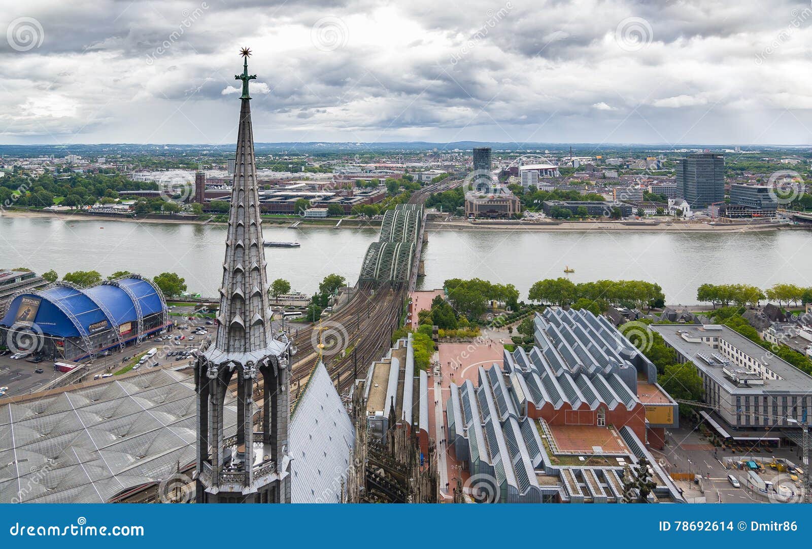 Aerial View of Cologne from the Viewpoint of Cologne Cathedral ...