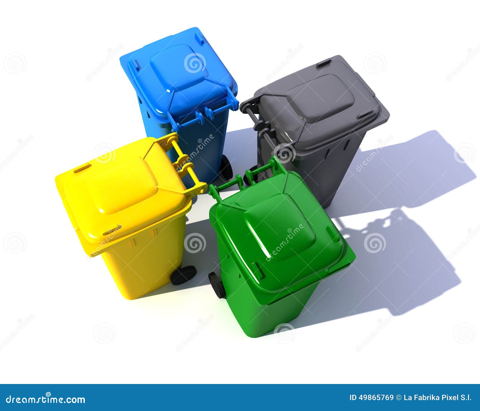 Aerial View of Colorful Garbage Bins Stock Illustration - Illustration ...