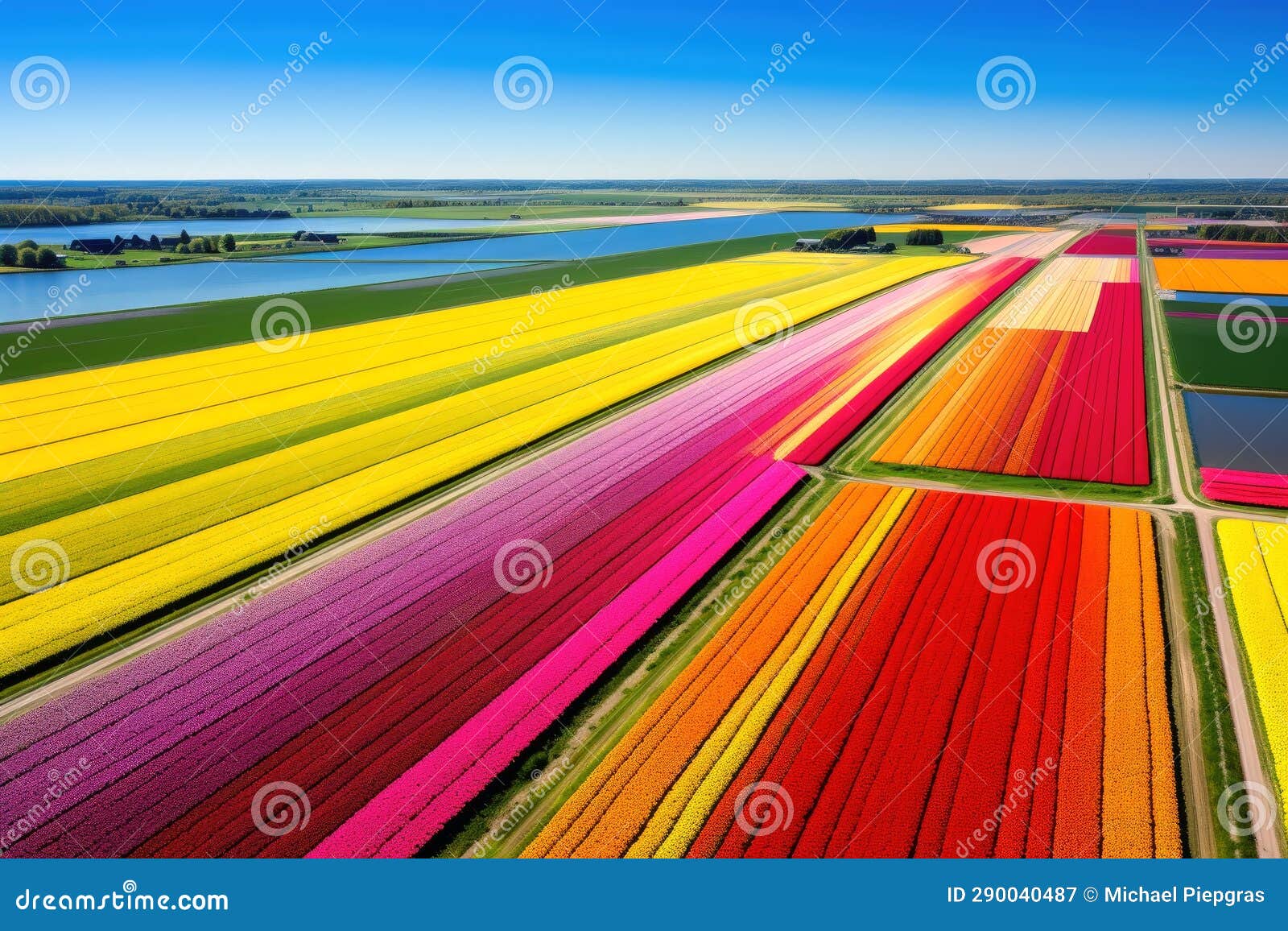 Aerial View of Colorful Tulip Fields Stock Image - Image of tulip ...