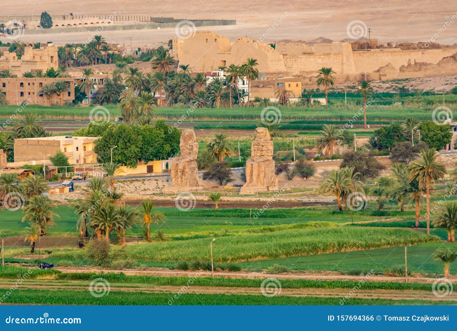 Aerial View of the Colossi of Memnon Amenhotep III, Luxor, Egypt Stock ... Aerial View of the Colossi of Memnon Amenhotep III, Luxor, Egypt Stock ...
