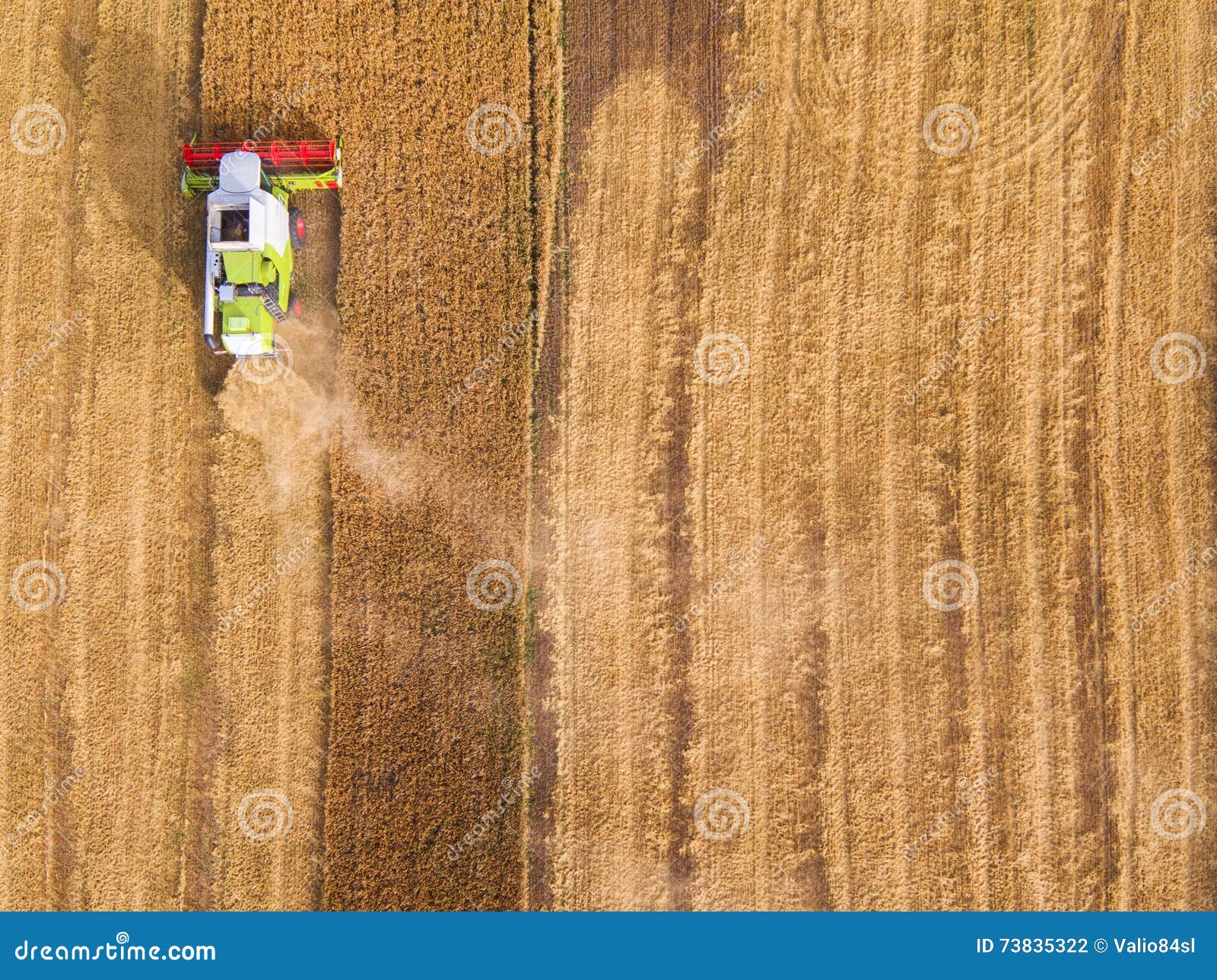 Aerial View of Combine on Harvest Field Stock Photo - Image of industry ...