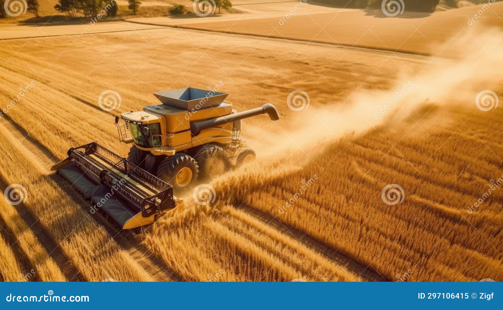 Aerial View of Combine Harvester in Field Stock Illustration ...