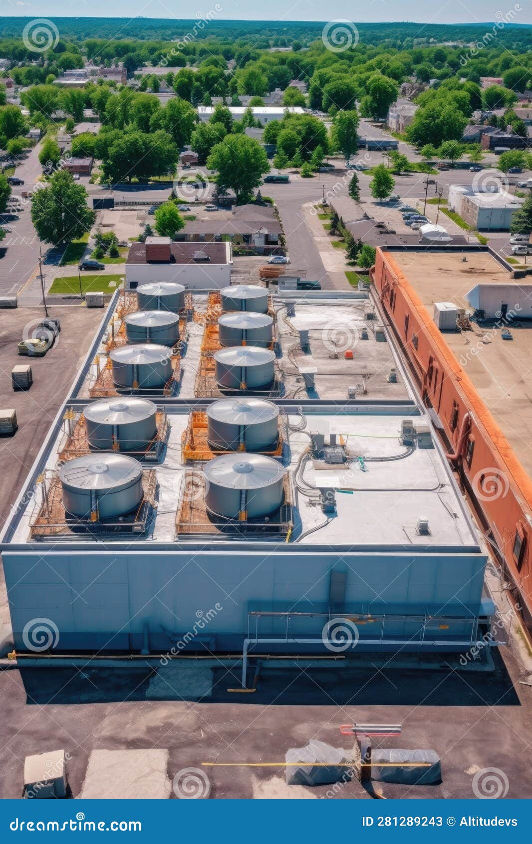 Aerial View of Commercial Hvac Units on a Rooftop Stock Illustration ...