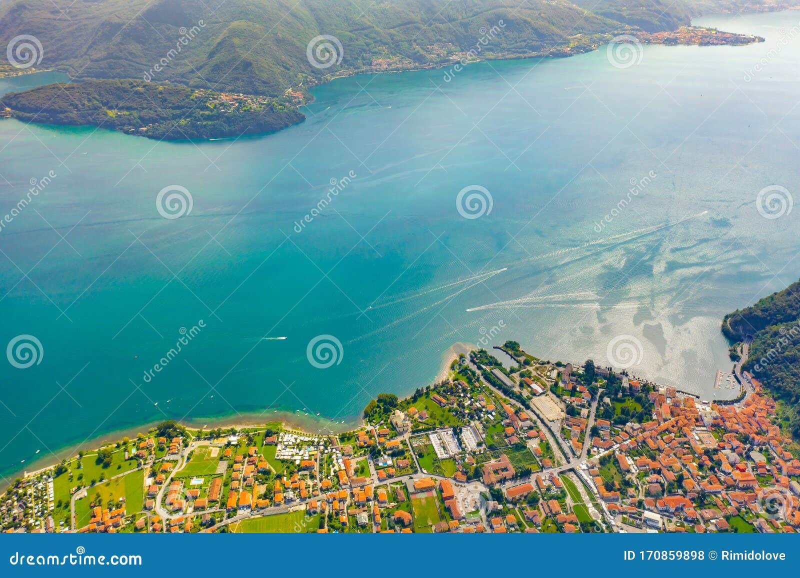 Aerial View of Como Lake, Dongo Village, Italy Stock Photo - Image of ...