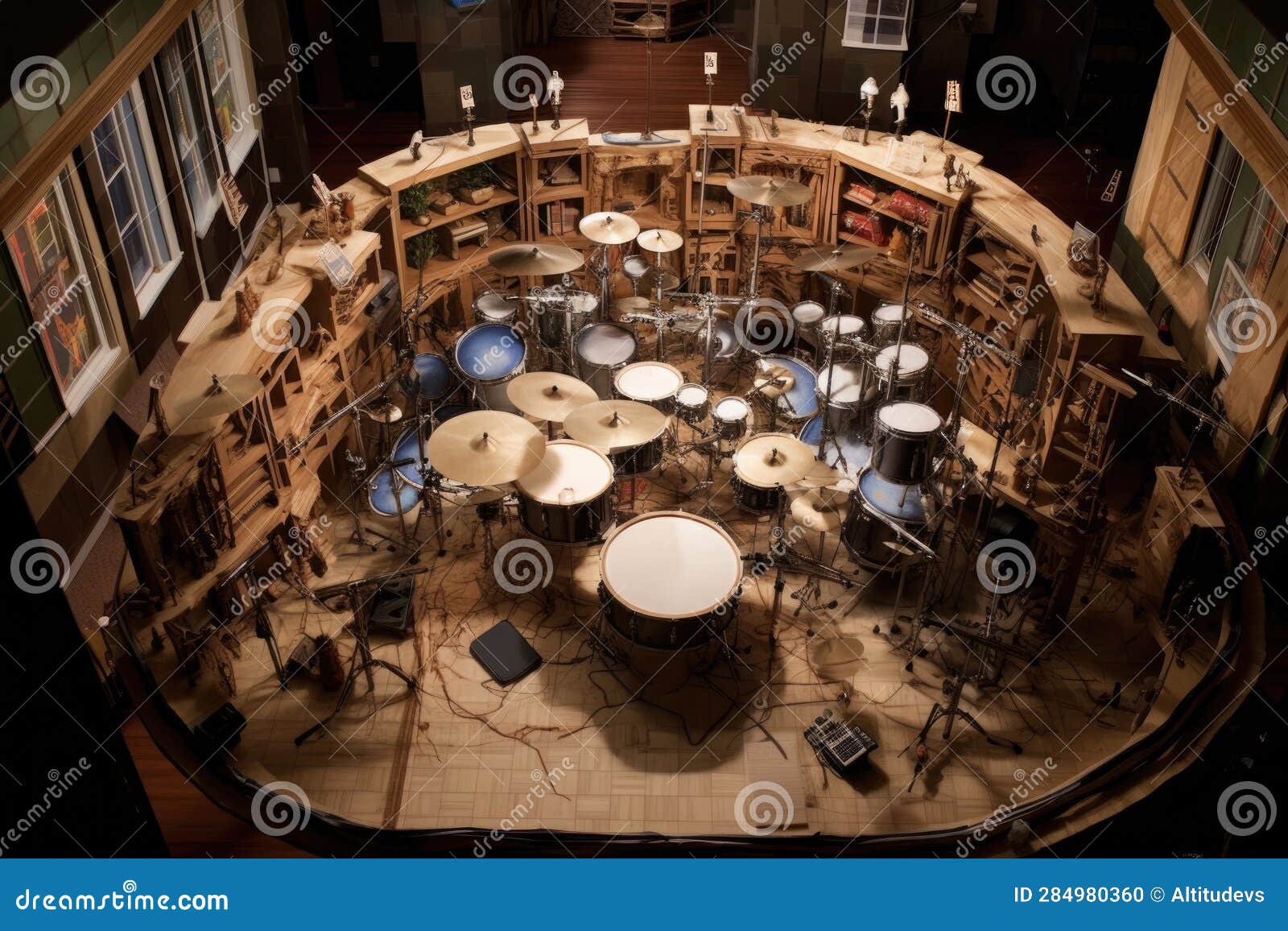Aerial View of Completed Custom Drum Set Stock Illustration ...