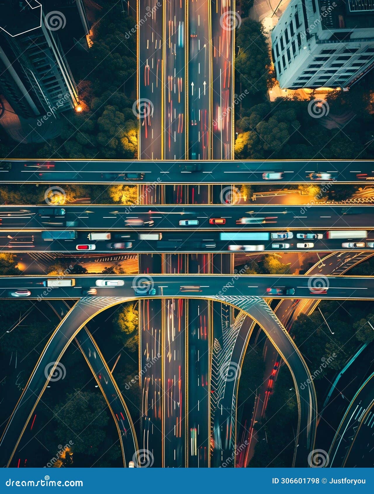 A Complex Highway Interchange Featuring Multiple Elevated Roads ...