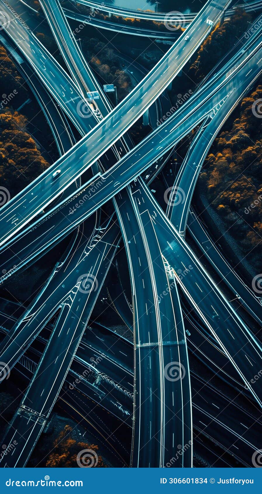 A Complex Highway Interchange Featuring Multiple Elevated Roads ...