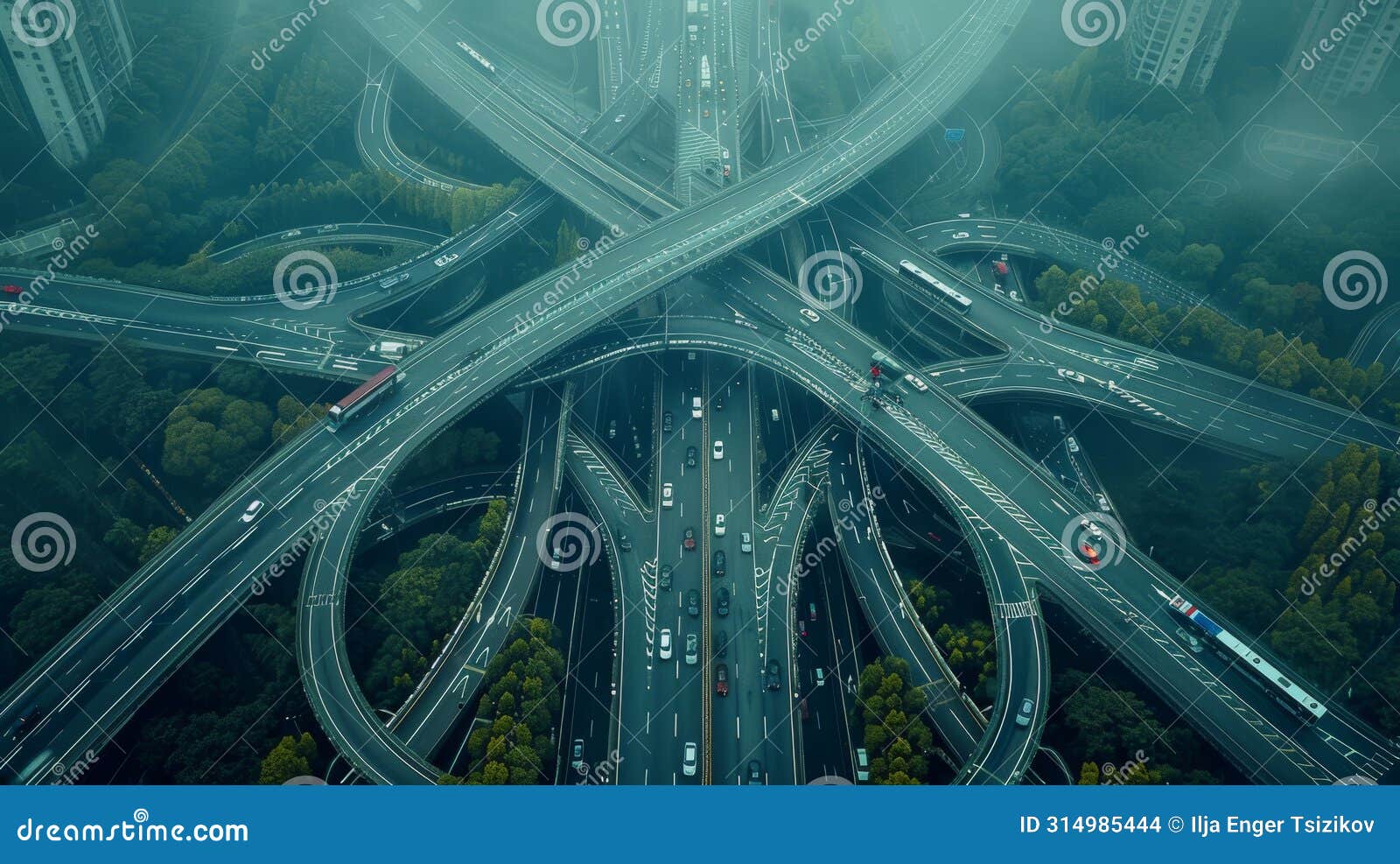 Aerial View of Complex Multilevel Highway Interchange on Expressway for ...