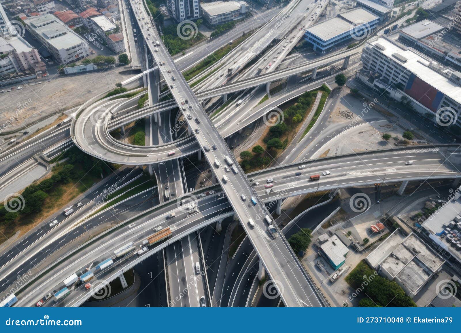 An Aerial View of a Complex System of Overpasses and Underpasses with ...