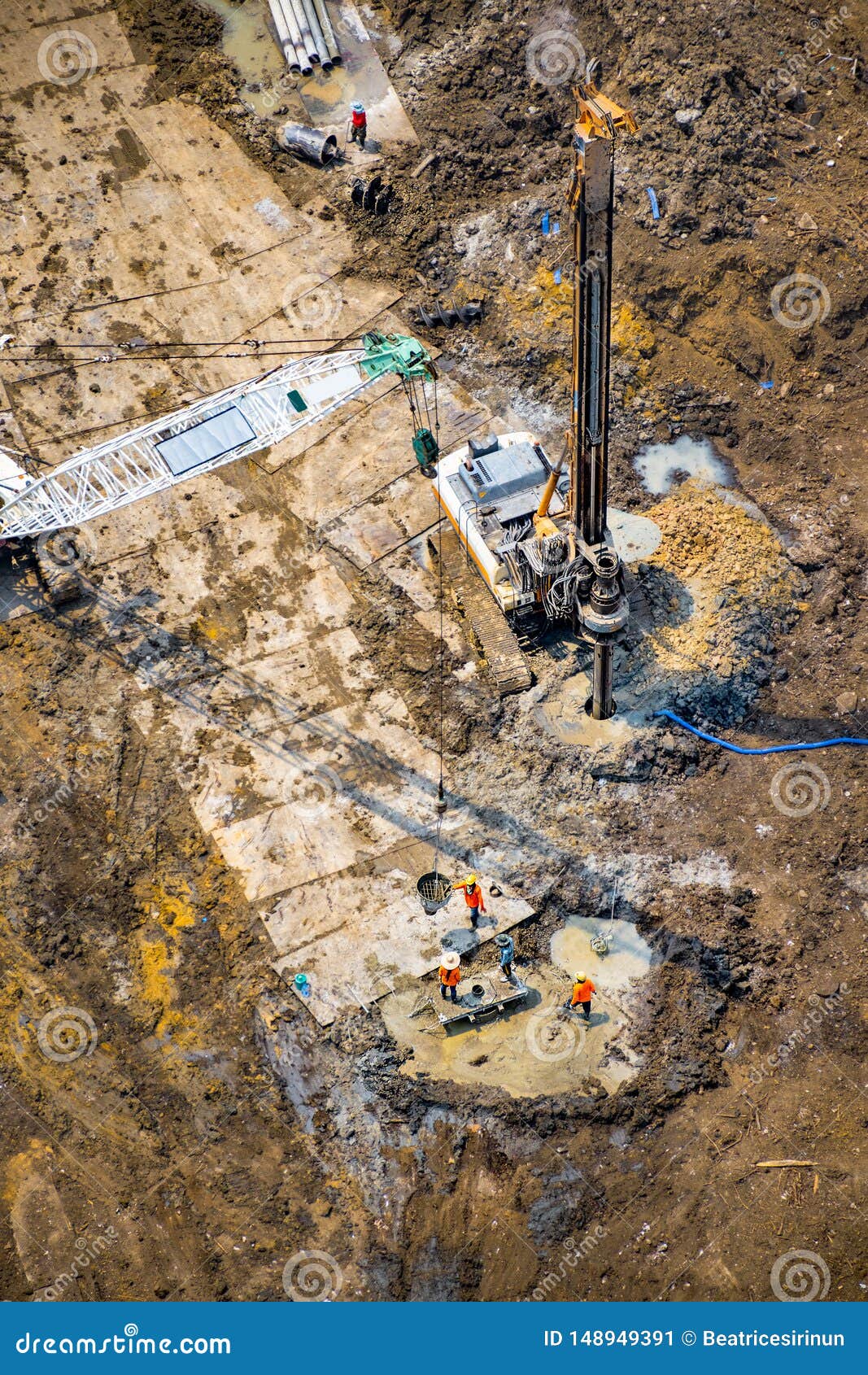 Aerial View of Concrete Bored Piling Work. Stock Image - Image of ...