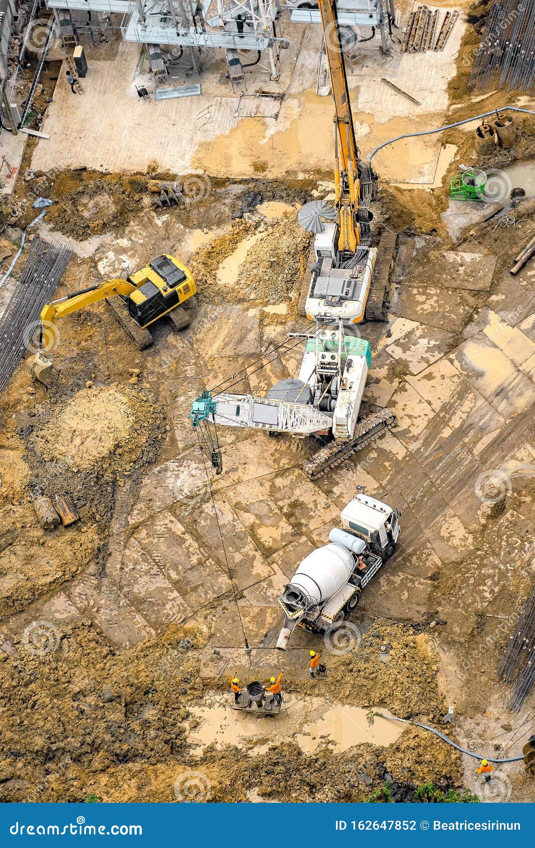 Aerial View of Concrete Bored Piling Work. Stock Photo - Image of ...