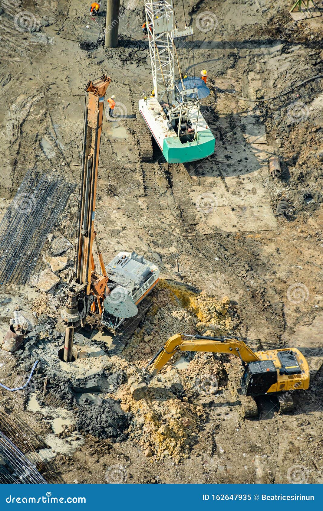 Aerial View of Concrete Bored Piling Work. Stock Image - Image of ...
